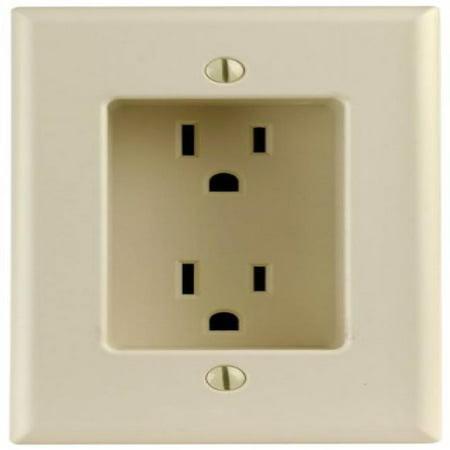 Leviton - 15 Amp Residential Grade 1-Gang Recessed Duplex Outlet, Ivory ...